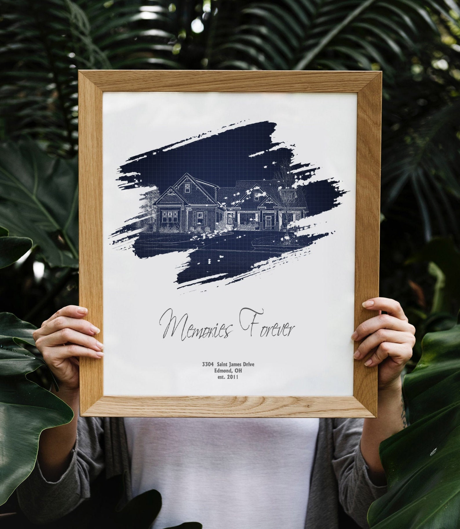 Custom Blueprint House Portrait, Architecture House Drawing From Photo ...