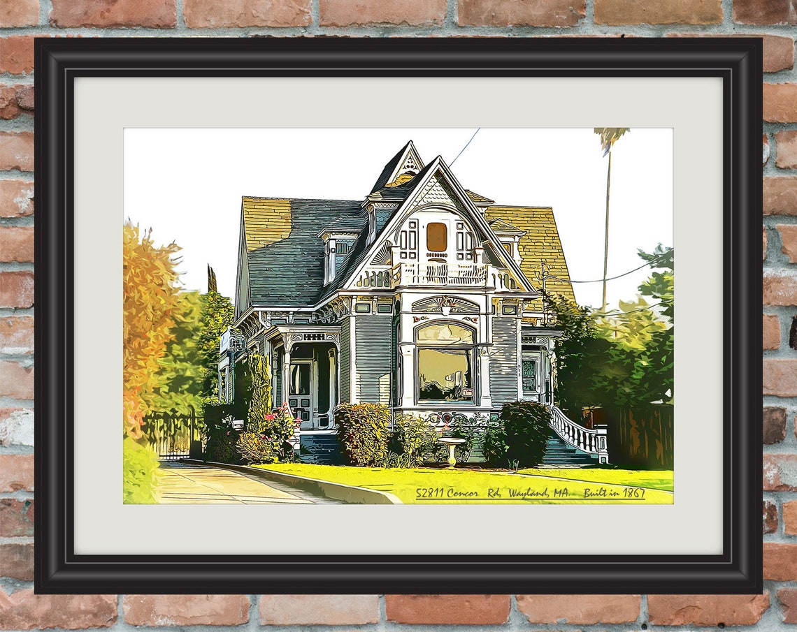 Custom House Portrait From Photo Digital Home Portrait First | Etsy