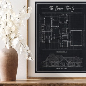 Custom Blueprint Wall Art, Builder Gift, House Blueprints ...