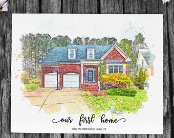 Custom House Drawing From Photo Watercolor House Portrait | Etsy