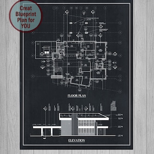 Custom Blueprint Wall Art, Builder Gift, House Blueprints ...