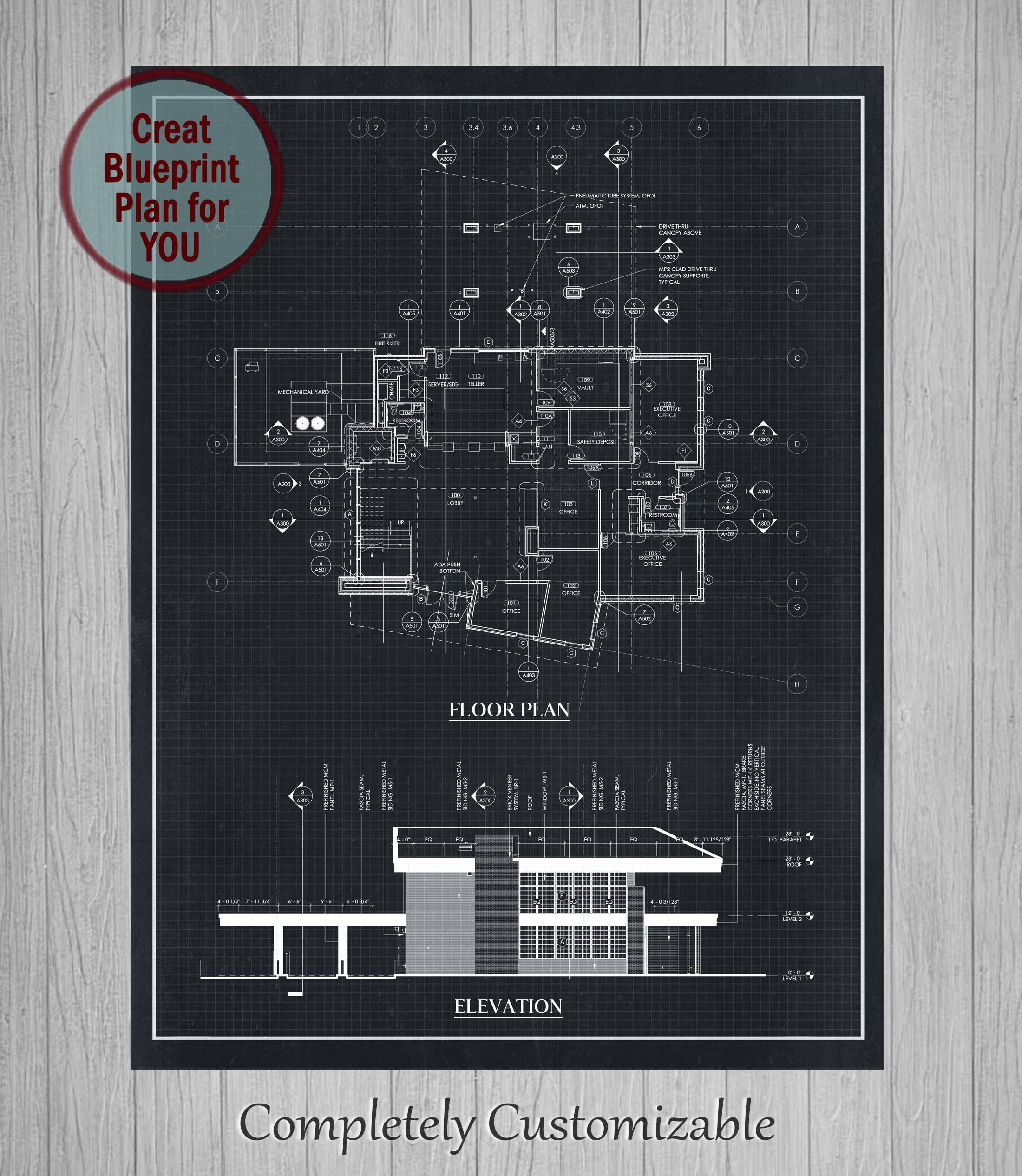 Custom Blueprint Wall Art, Builder Gift, House Blueprints ...