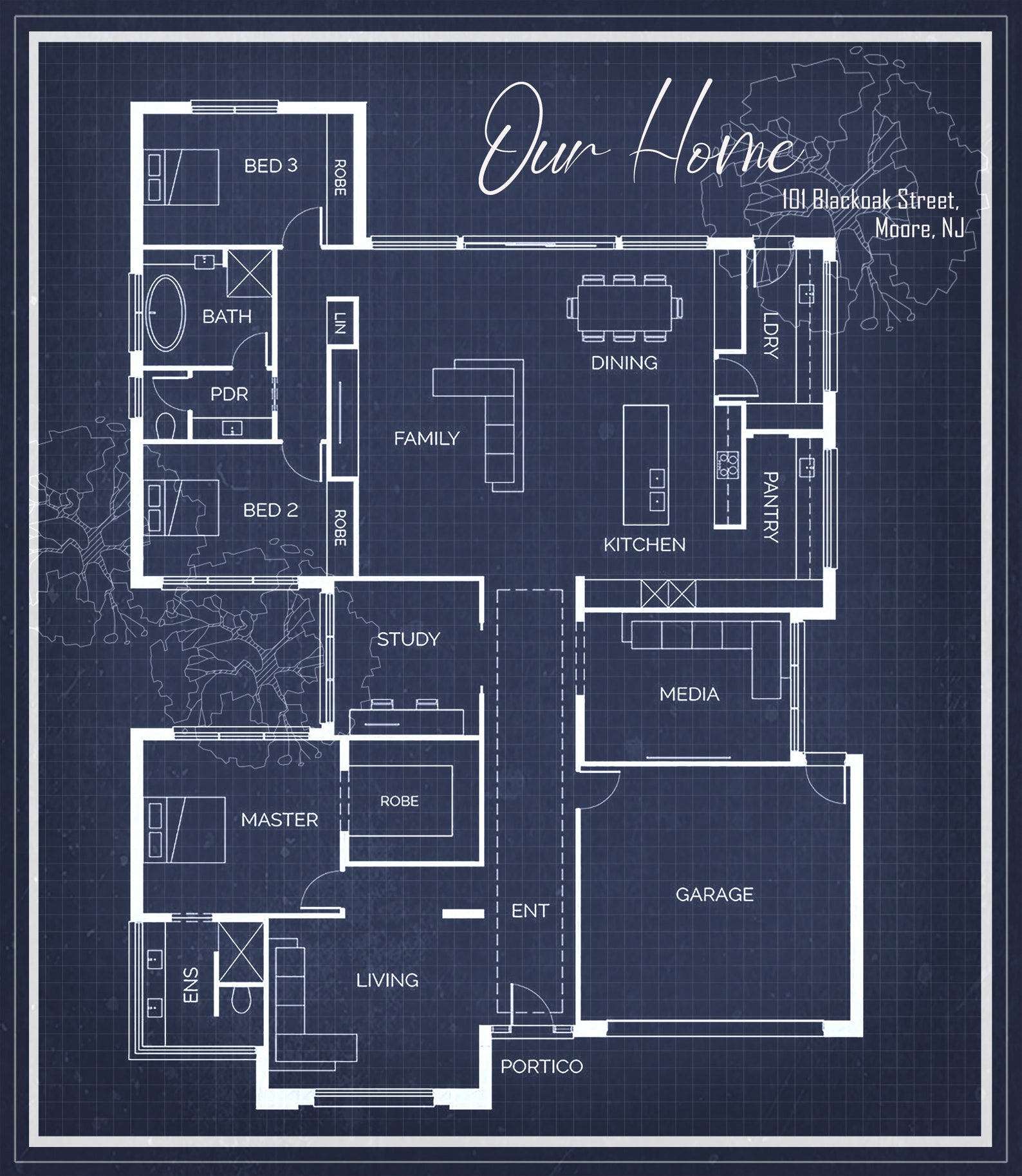 Custom Digital House Plan Artwork, Blueprint Floor Plan, Architectural ...