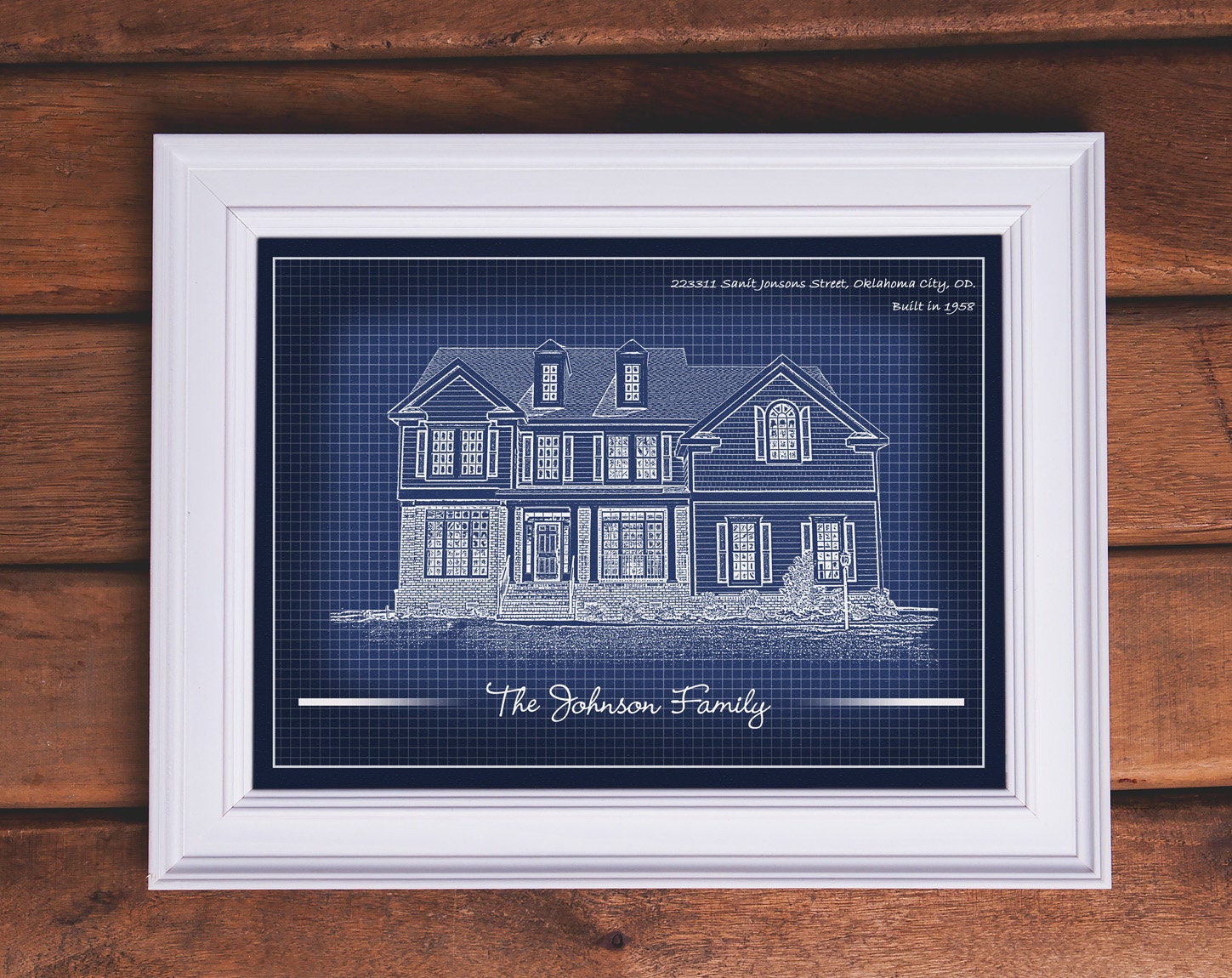 Custom Blueprint House Portrait, Digital House Drawing From Photos ...