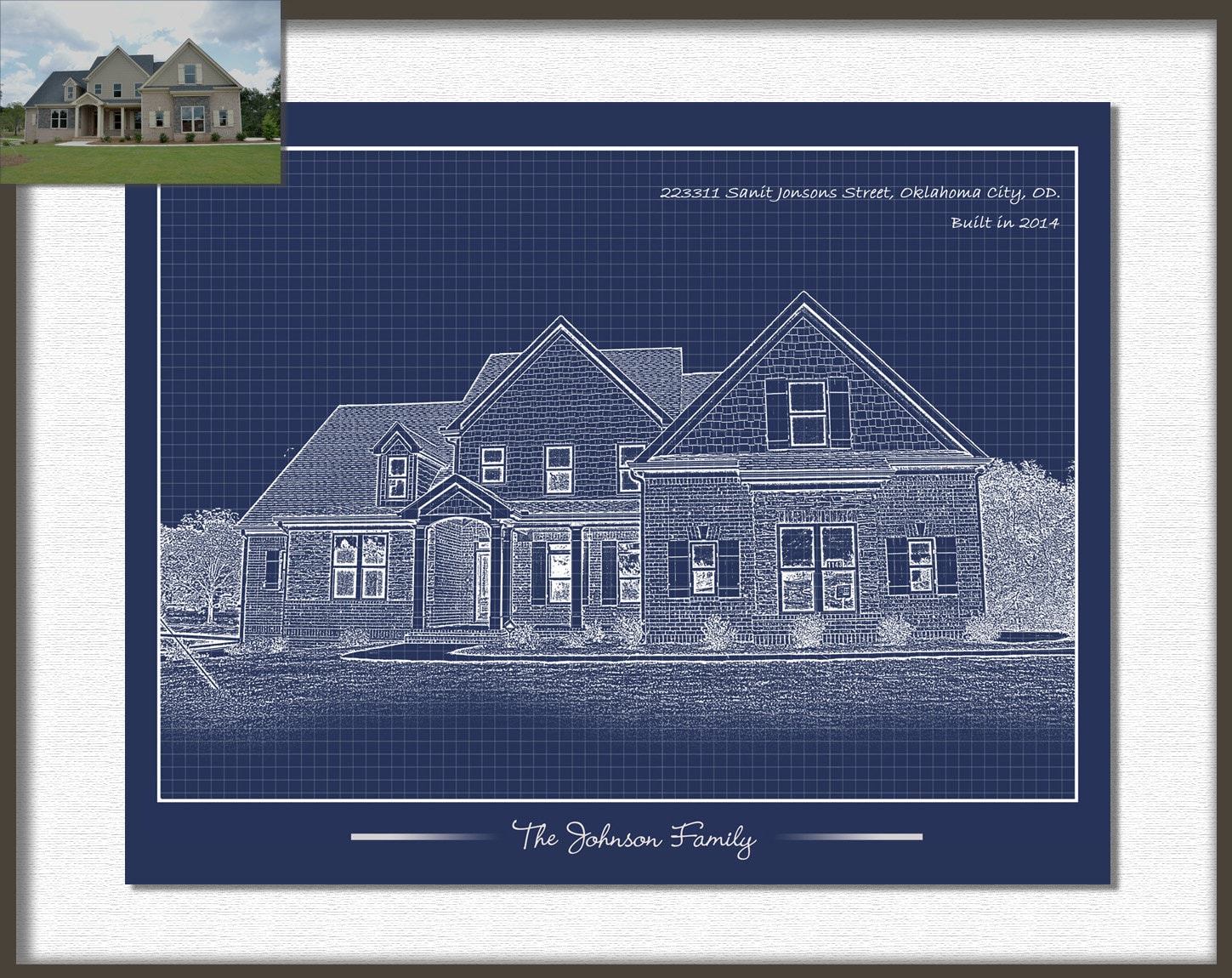 Custom Blueprint House Portrait, Digital House Drawing From Photos ...