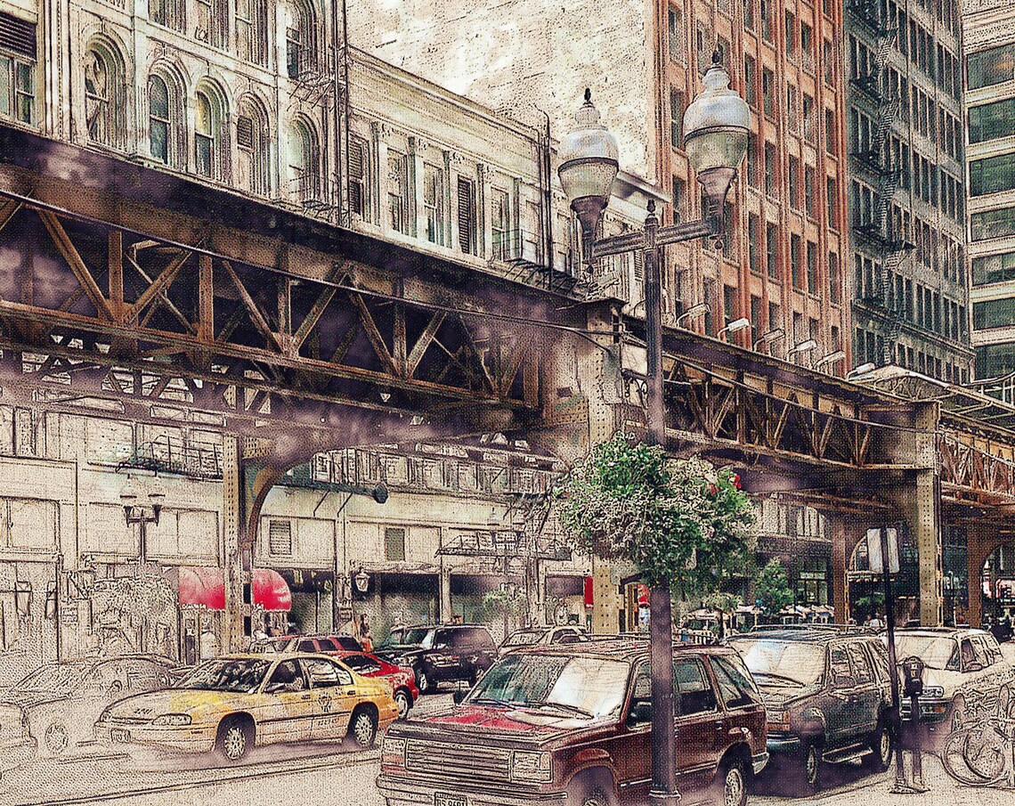 Architecture Wall Decor: Chicago City Poster / Architecture Drawing ...