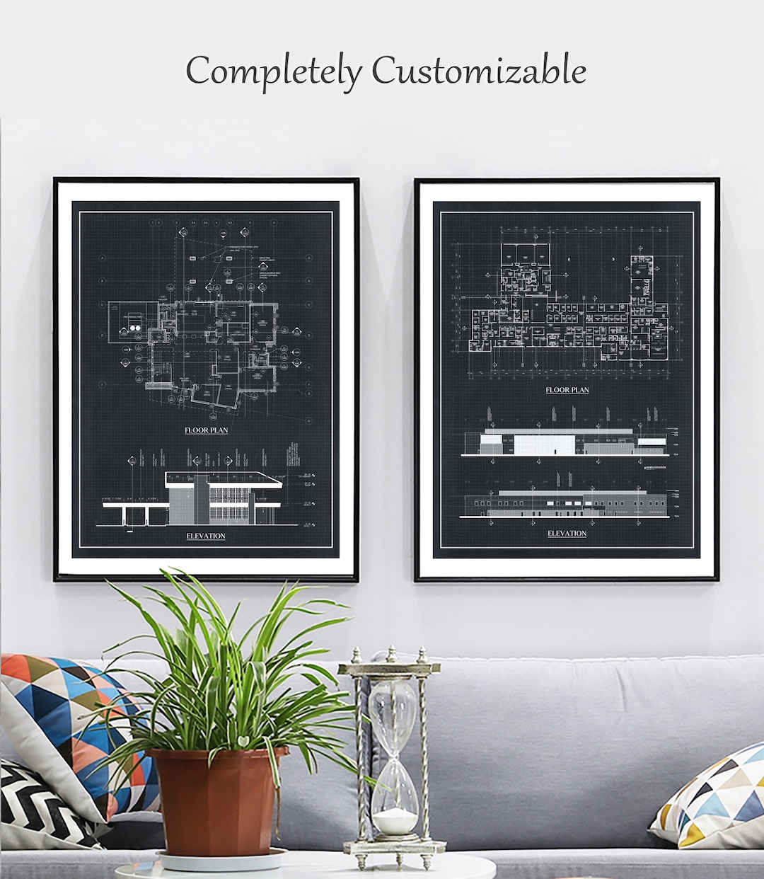 Custom Blueprint Wall Art, Builder Gift, House Blueprints ...