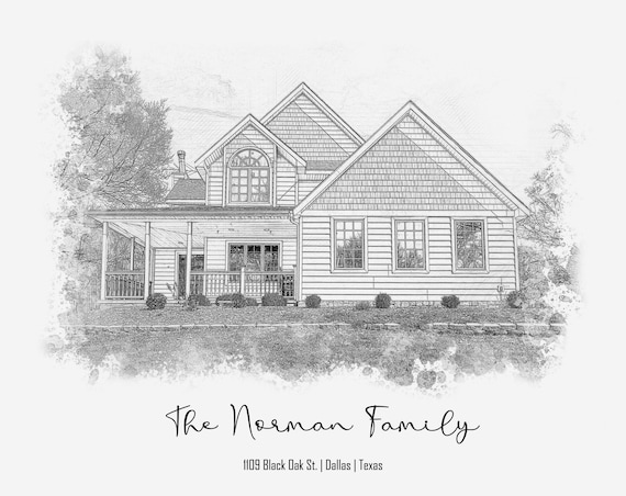 Custom Home Portrait From Photo Housewarming Gift First Home | Etsy