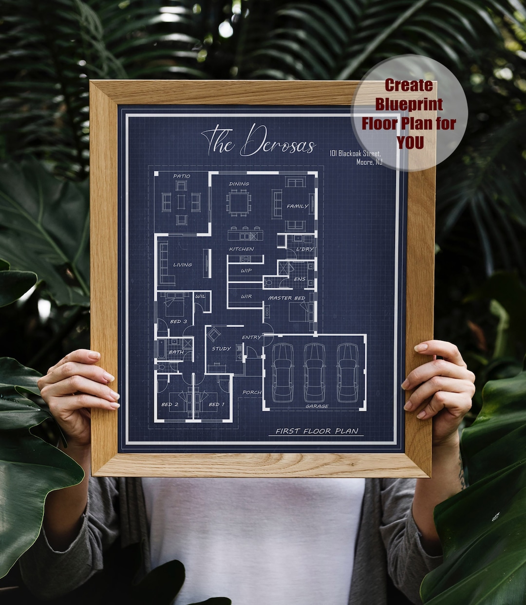 Custom Digital House Plan Artwork, Blueprint Floor Plan, Architectural ...