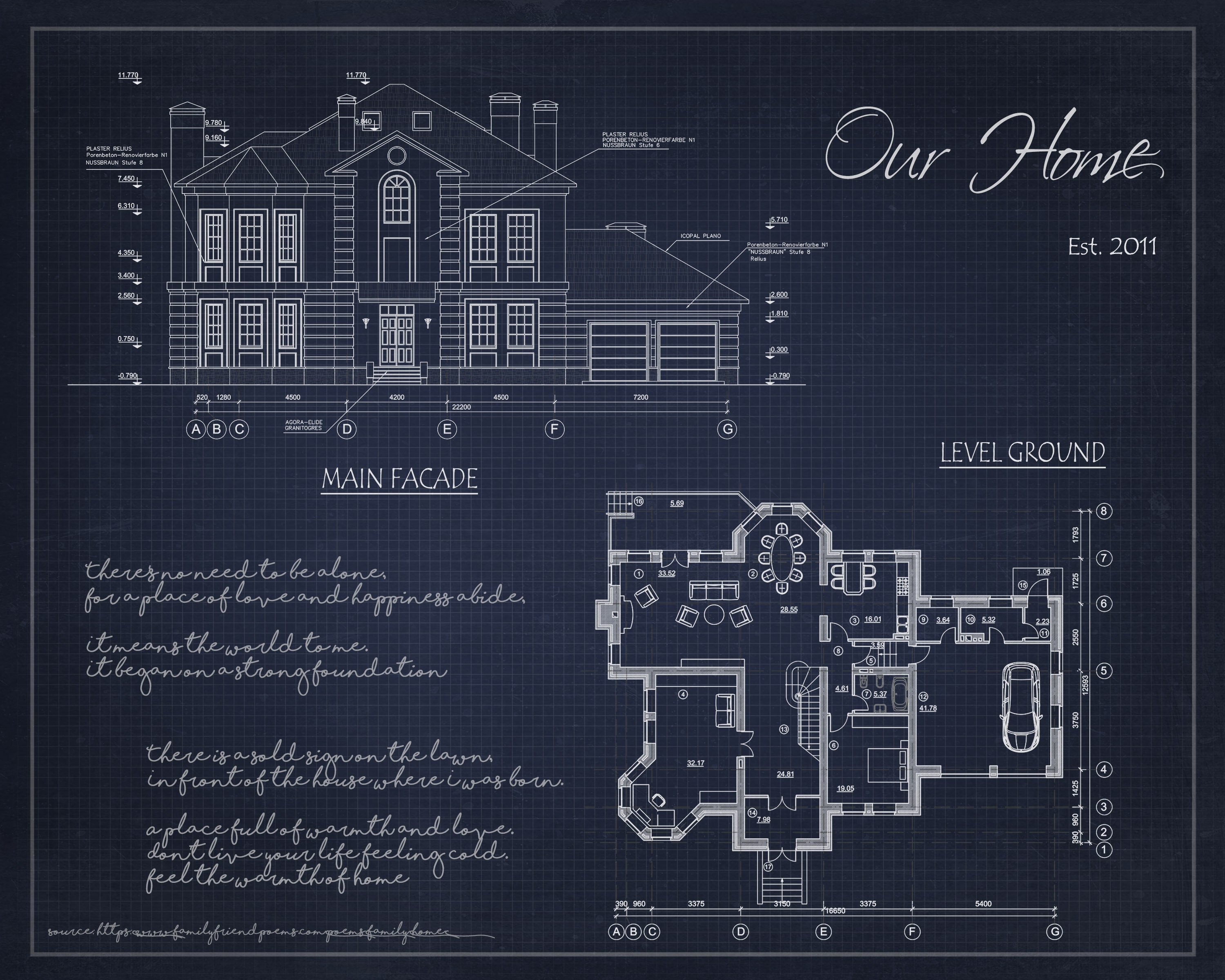 Architectural Blueprint Wall Art, Our First Home, Home Builder Gift ...