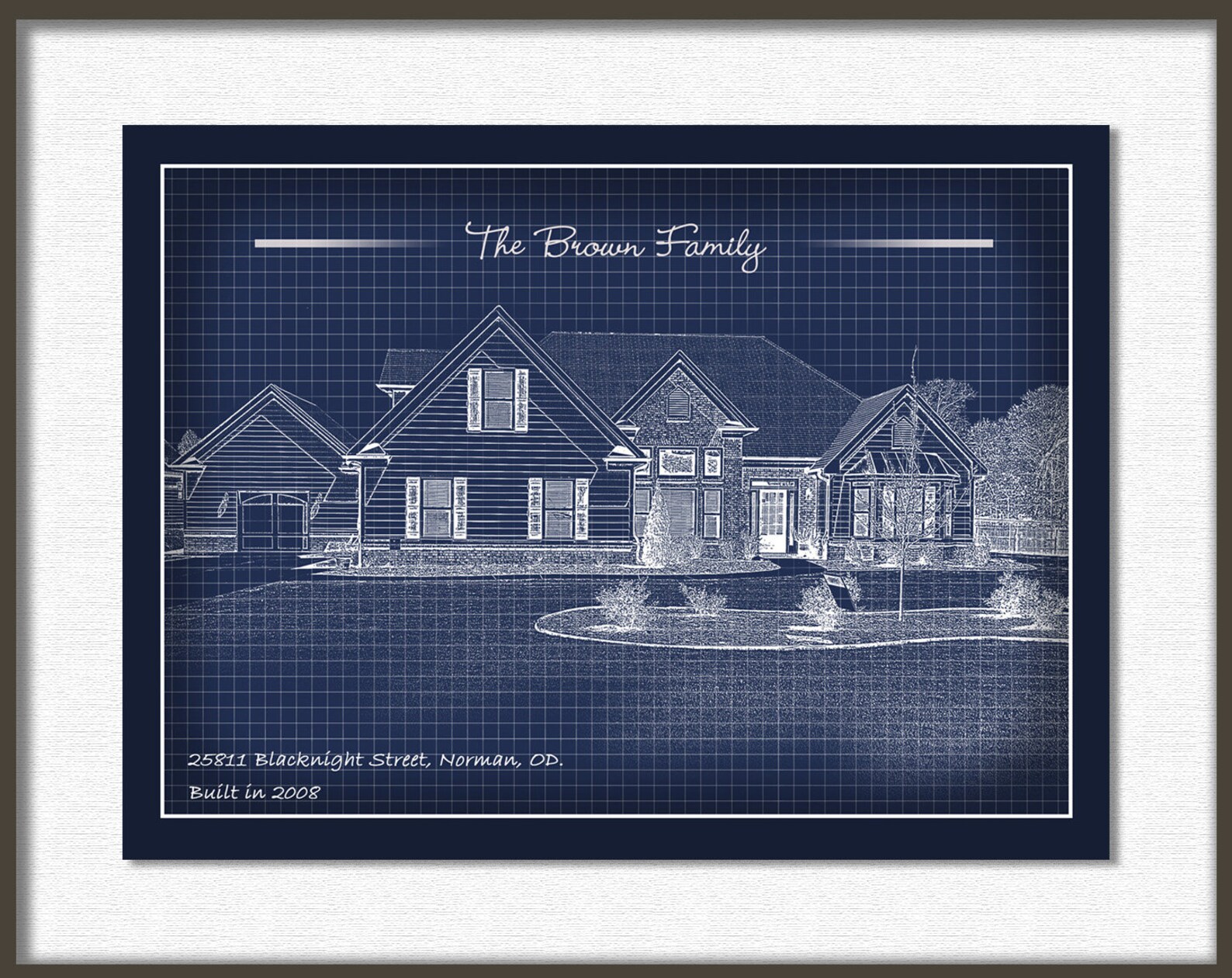 Custom Blueprint House Portrait, Digital House Drawing From Photos ...