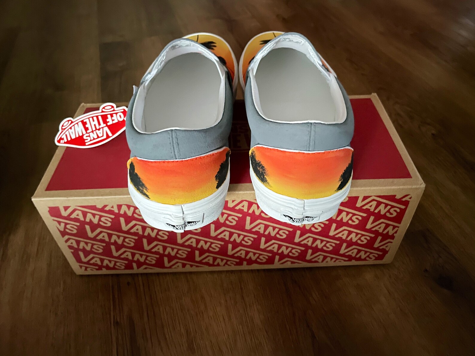 Sunset and Palm Tree Custom Vans Slip-on Vans Custom - Etsy