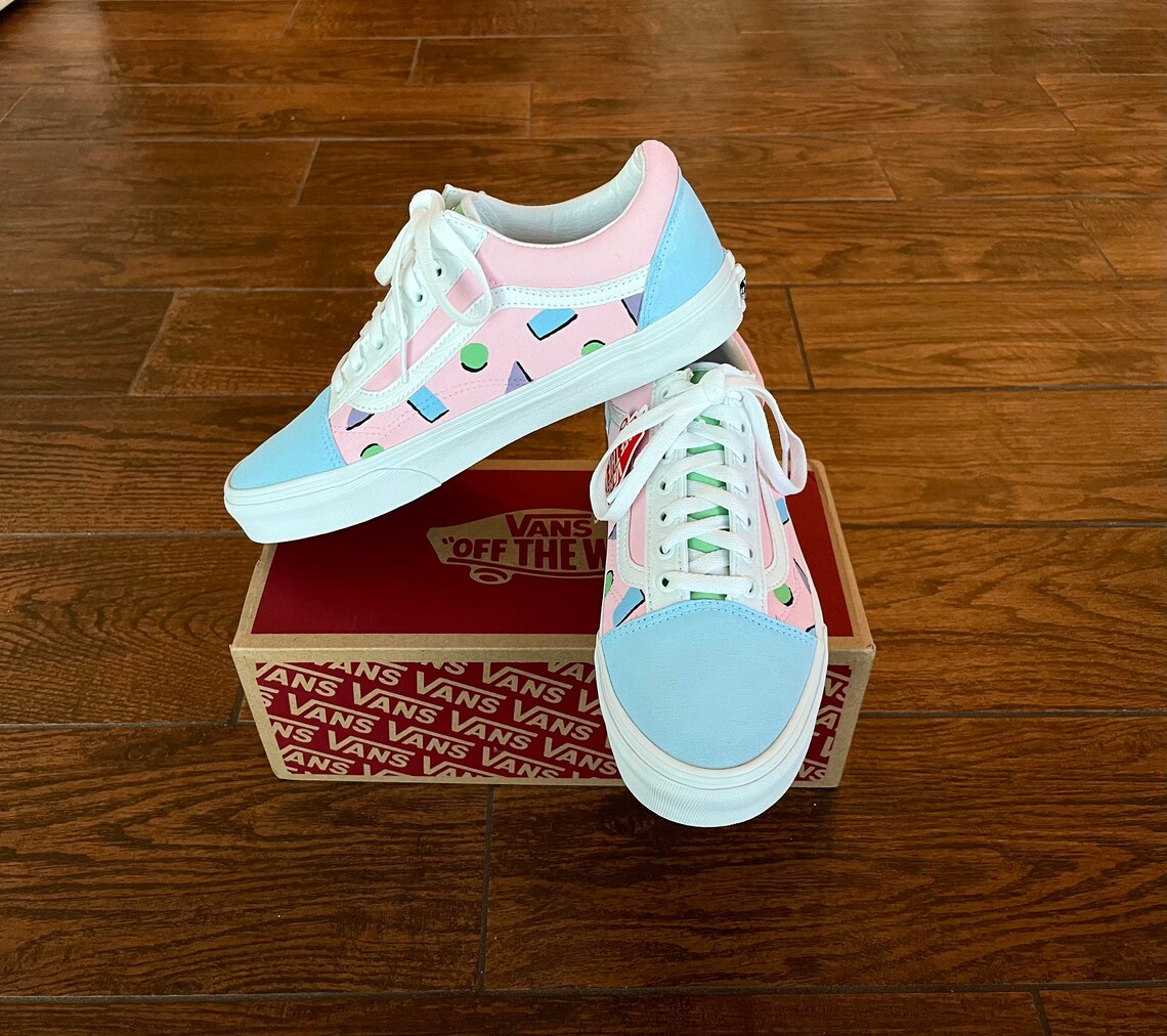Custom 80s-Inspired Pastel Block-Colored VansTie VansPastel | Etsy