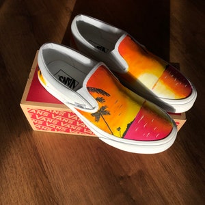 Sunrise or Sunset off the Wall Vans—summer Beach Vans—slip-on Colorful ...