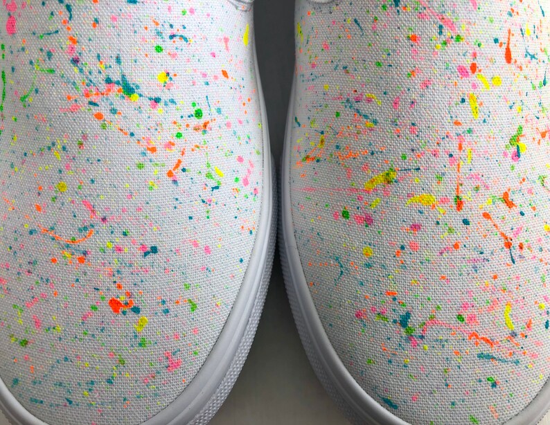 Neon Splatter Paint Vans-off the Wall Vans Custom Splatter | Etsy
