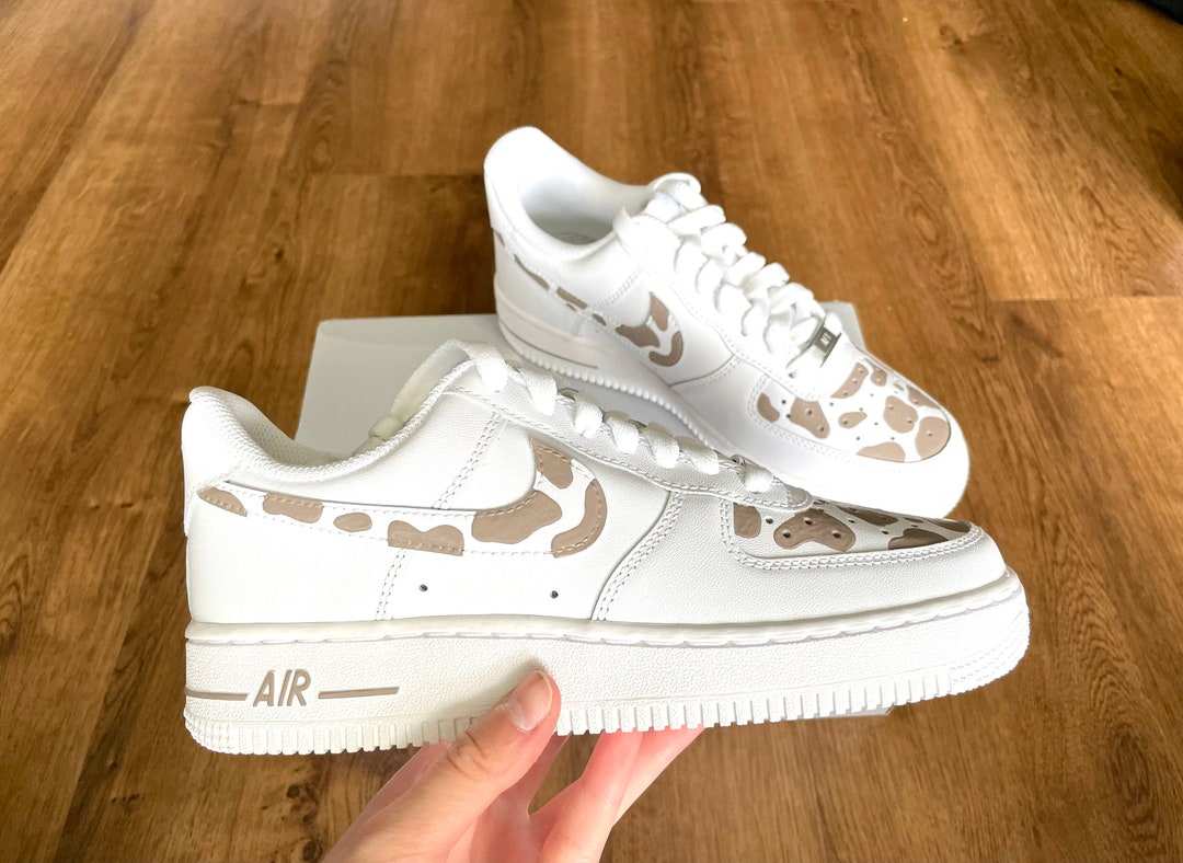 Beige Cow Nike Air Force 1— Cow Design Shoes— Cow Nikes - Etsy