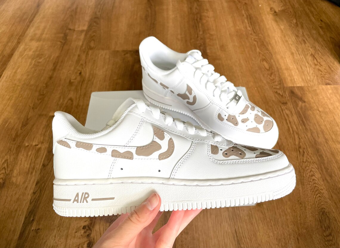 Beige Cow Nike Air Force 1 Cow Design Shoes Cow Nikes - Etsy