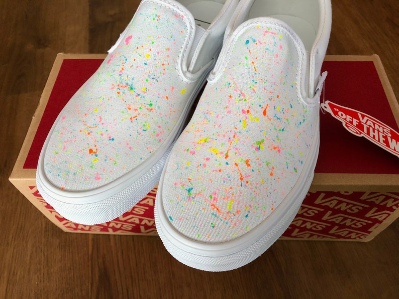 Neon Splatter Paint Vans-off the Wall Vans Custom Splatter | Etsy