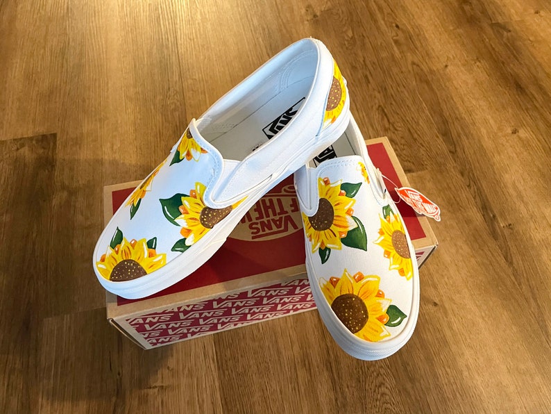 Sunflower Slip-on Vans Sunflower Vans Custom Vans Sunflower - Etsy
