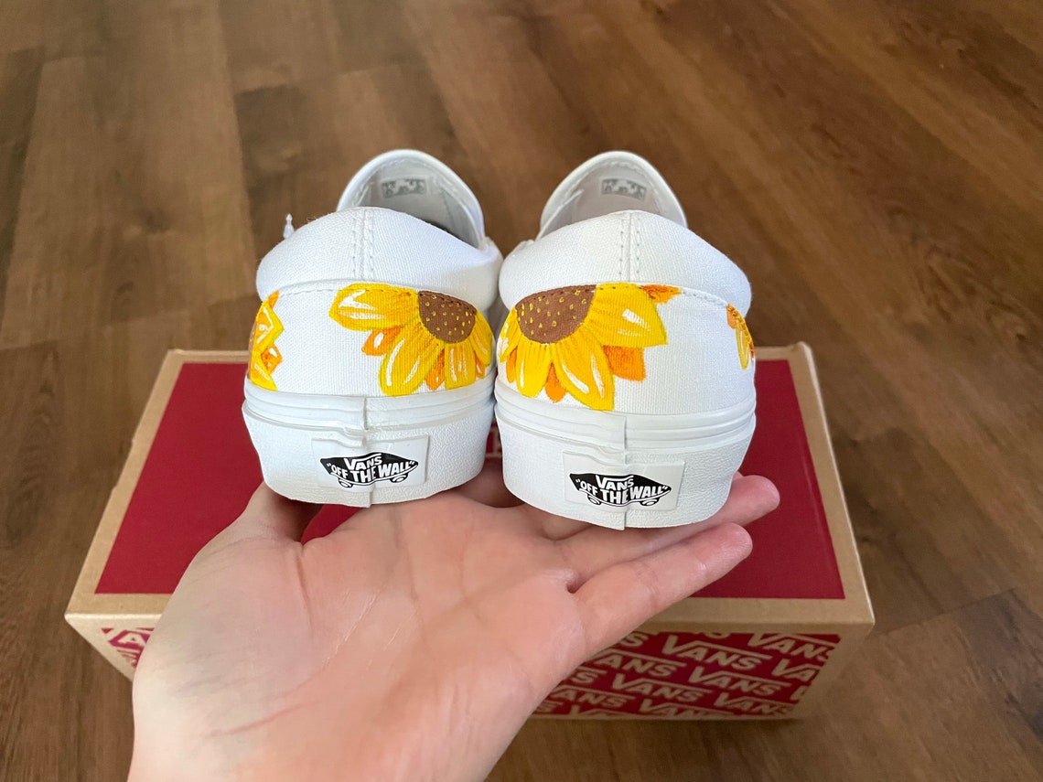Sunflower Slip-on Vans Sunflower Vans Custom Vans Sunflower | Etsy