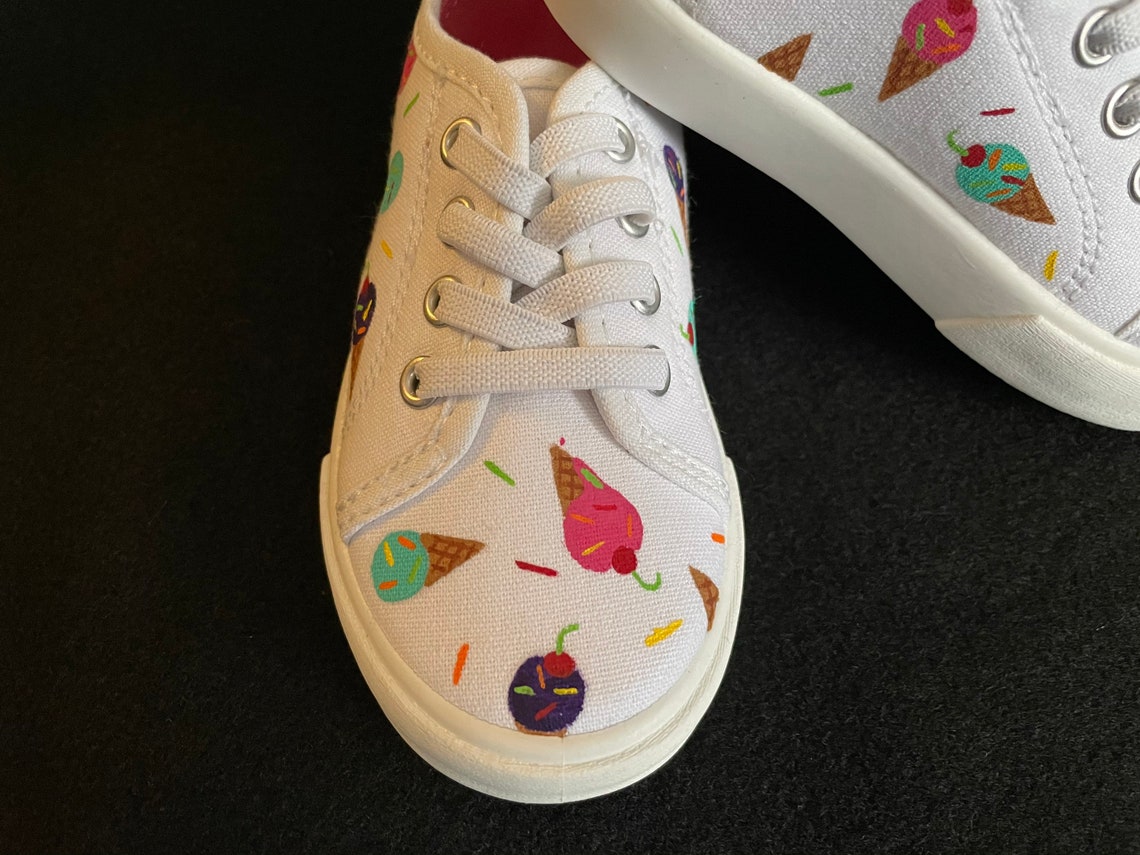 Kids Ice Cream Cone Shoes Ice Cream Custom Shoes Painted | Etsy