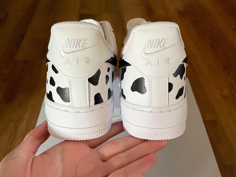 Cow Design Nike Air Force 1— Black Check Cow Print— Custom Cow Air ...