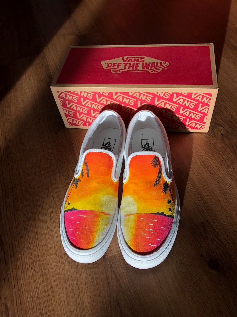 Sunrise or Sunset off the Wall Vans—summer Beach Vans—slip-on Colorful ...