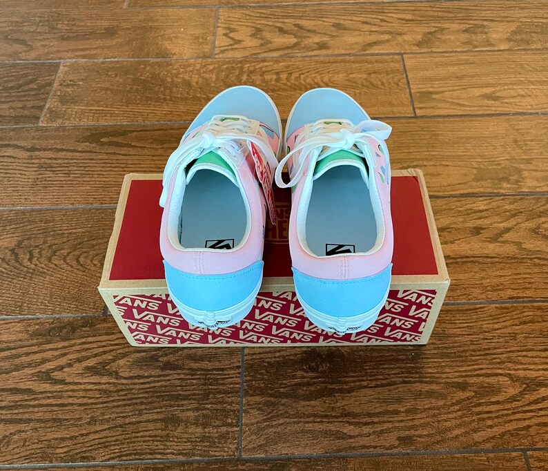 Custom 80s-inspired Pastel Block-colored Vans—tie Vans—pastel Hand ...