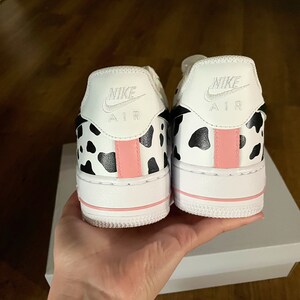Cow Design Nike Air Force 1— Black Check Cow Print— Custom Cow Air ...