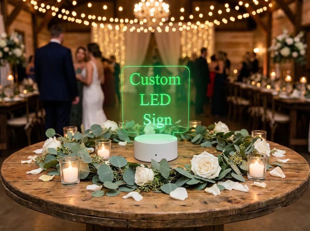 Custom Engraved LED Table Sign, Logo Display, Remote Included - Etsy