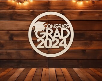 Congrats Grad 2023 Round Wooden Sign, Graduation Picture, Graduation ...