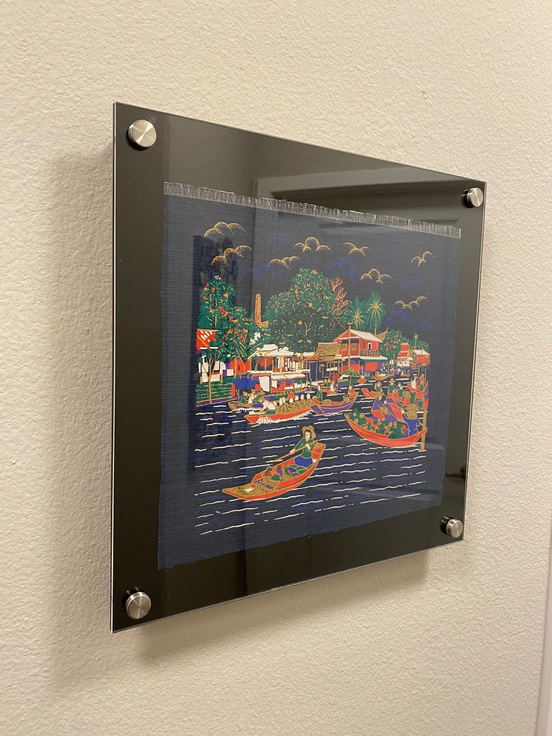 Black Acrylic Floating Frame – Custom Sizes, Standoff Mounts - Etsy