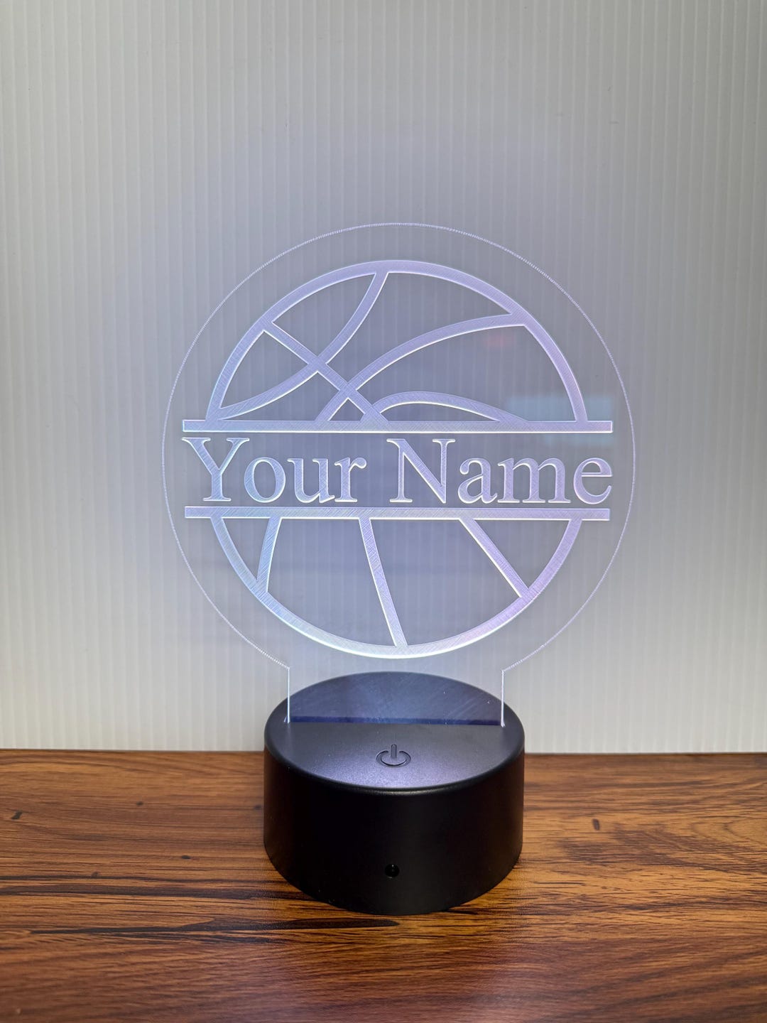 Custom Basketball LED Round Acrylic Table Sign. Wireless Remote ...
