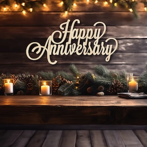 Happy Anniversary Wood Sign, Stacked Anniversary Decor - Etsy