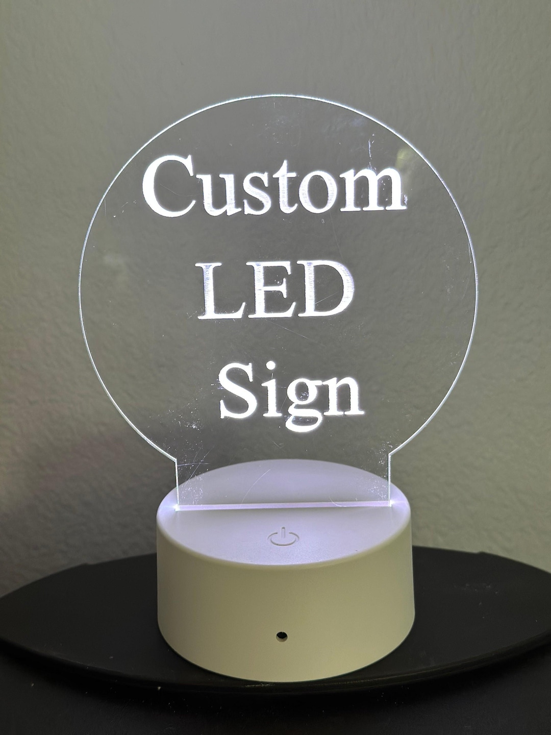 Custom LED Round Acrylic Table Sign. Wireless Remote Included. Your ...