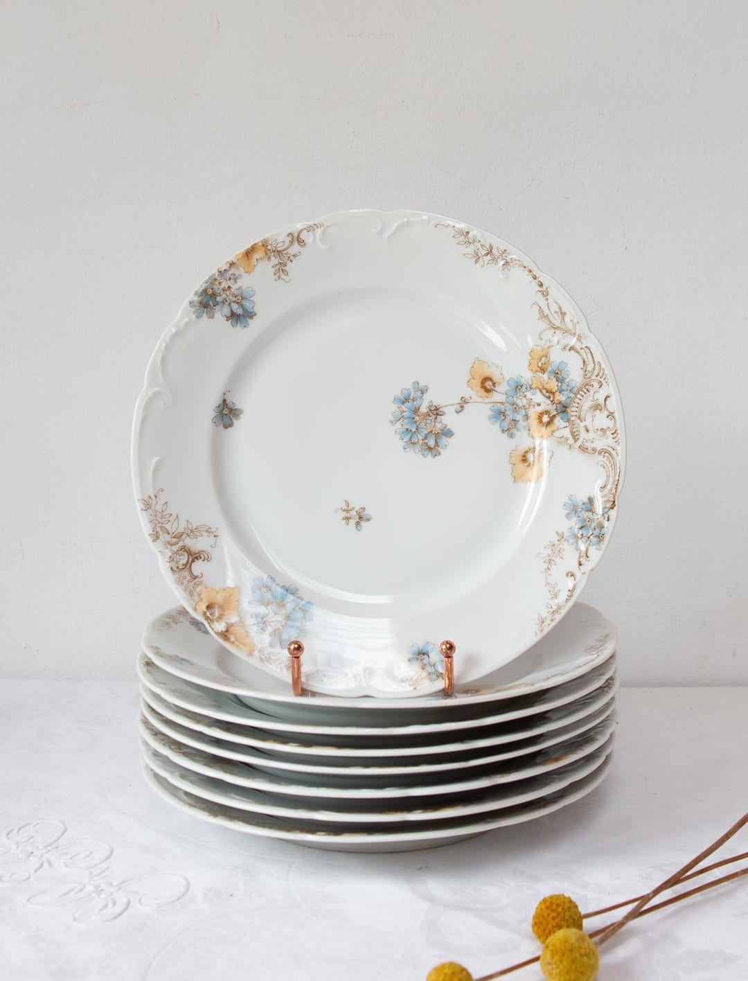 Set of 8 German Porcelain Dinner Plates Fritz Pfeffer (gotha) C. 1900 ...