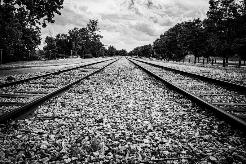 Black and White Railroad Tracks Photo Download - Etsy