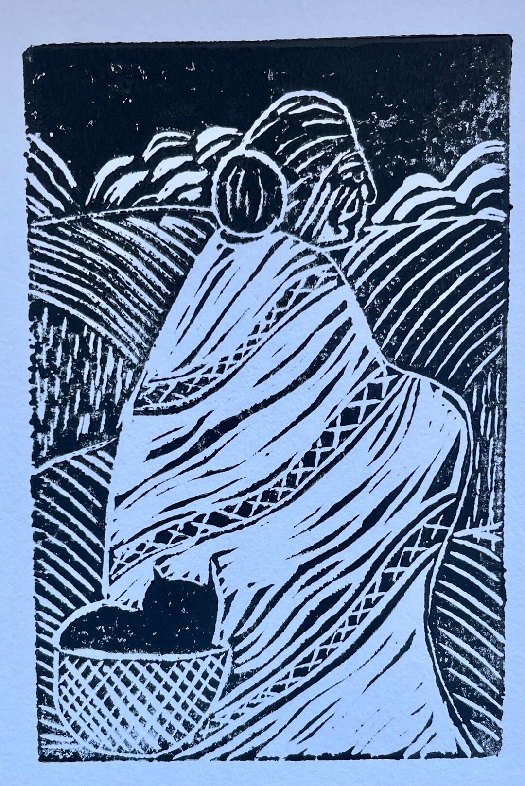 Wisdom, Hand Pulled Print, Indigenous, Linocut, Black, White, Woman ...