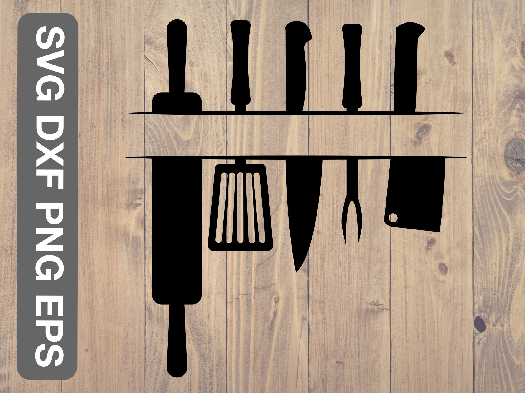 Kitchen Utensils With Space for Text Svg, Png, Eps, and Dxf, Printable ...