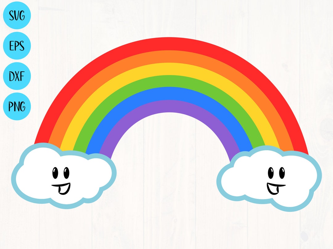 Cute Rainbow Clipart Svg, Png, Eps, and Dxf Printable Clip Art for ...
