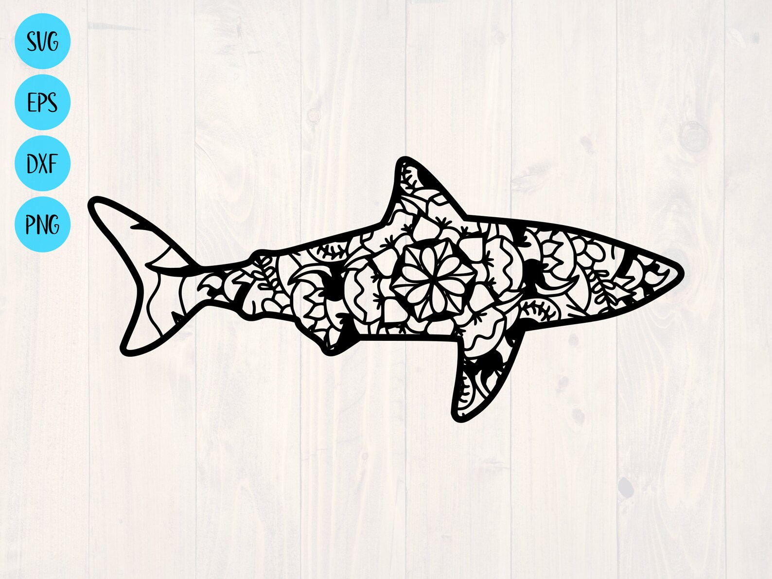 Shark Mandala SVG is a Cute Tropical Mandala Design - Etsy