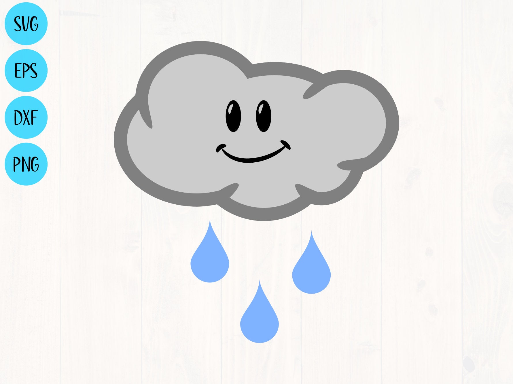 Cute Rain Cloud Clipart Svg, Png, Eps, and Dxf Cute Raincloud Clip Art ...
