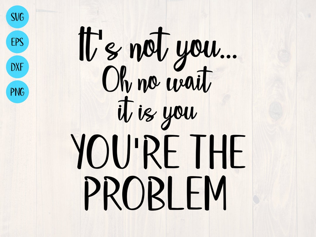 It's Not You Oh No Wait It is You You're the Problem SVG is a Funny ...