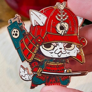 Catnip Warriors Samurai Enamel Pin | Fantasy Pin | Japanese Anime ...