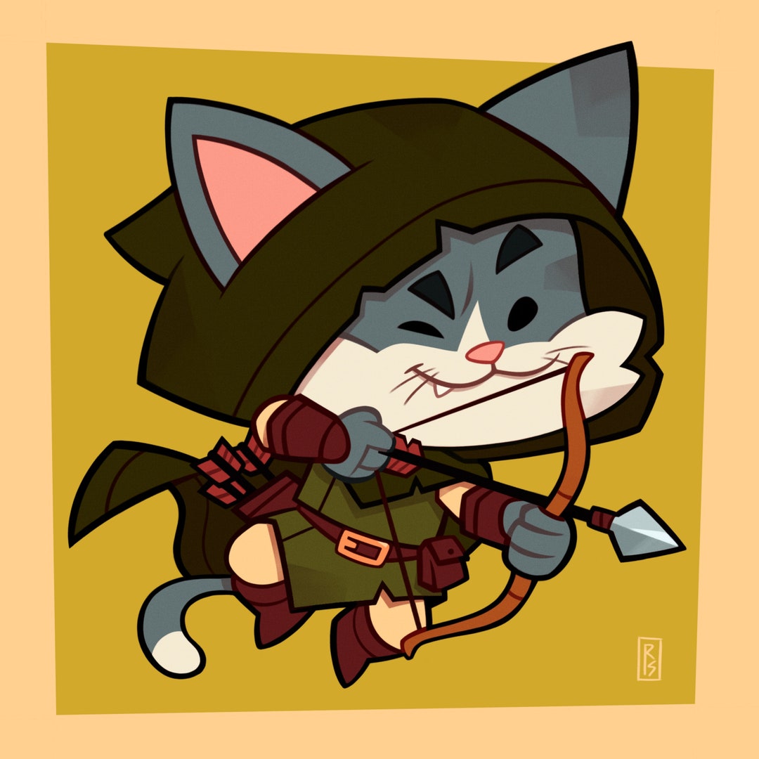 Archer Cat Print 10x10 Fantasy Art RPG Pet Gift - Etsy