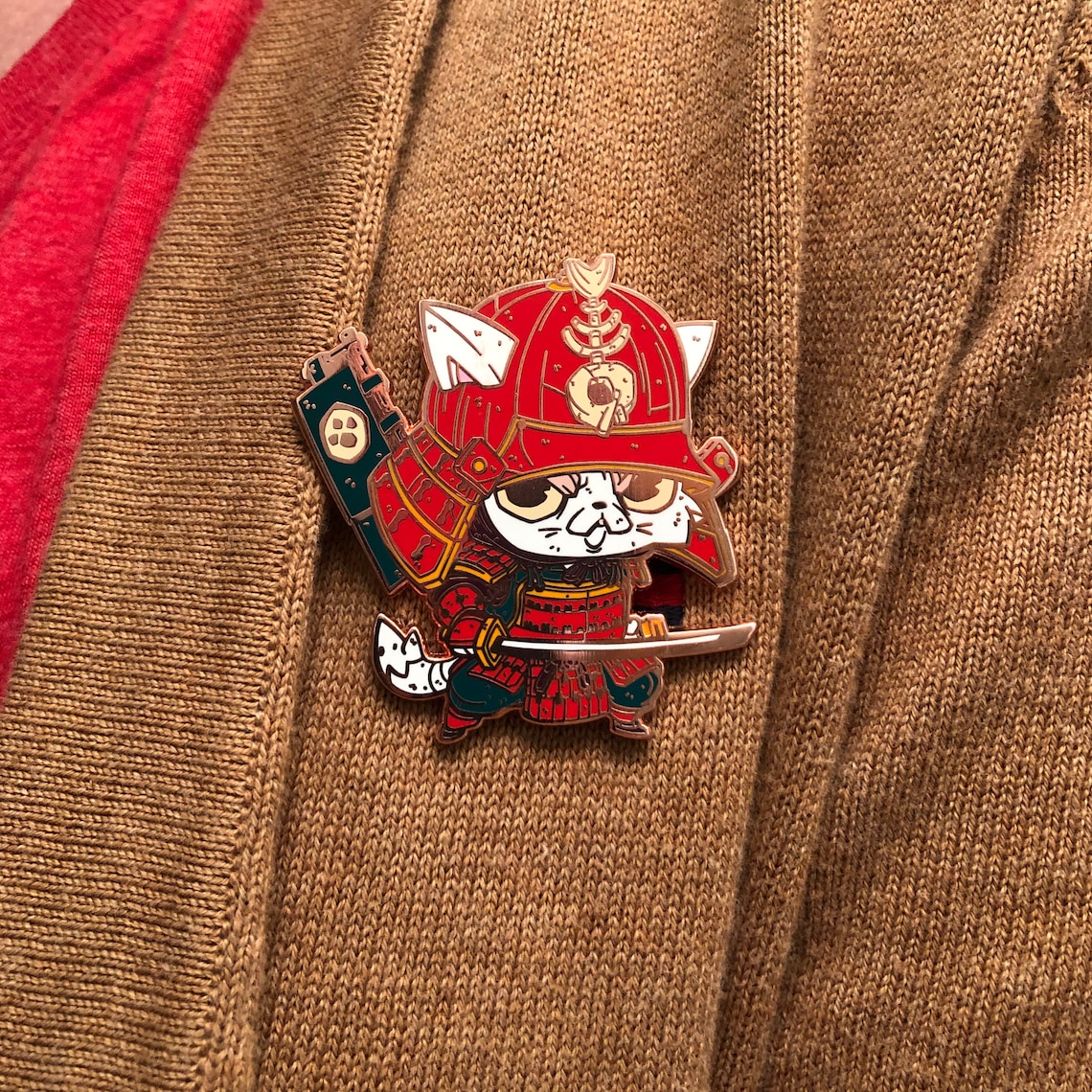 Catnip Warriors Samurai Enamel Pin | Fantasy Pin | Japanese Anime ...