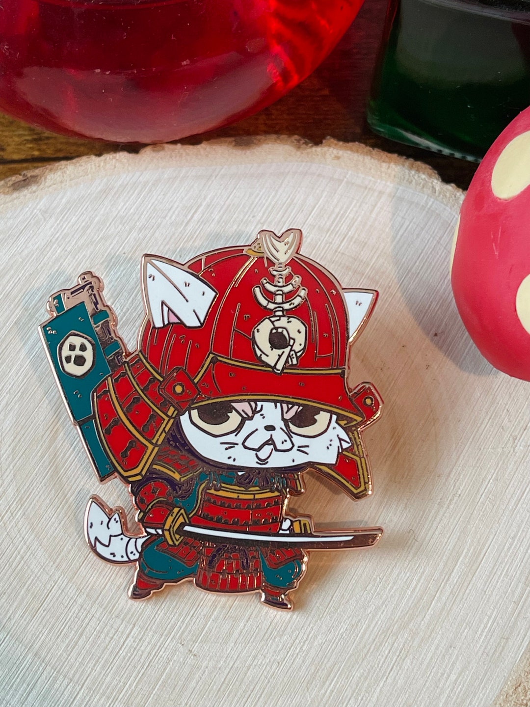 Catnip Warriors Samurai Enamel Pin | Fantasy Pin | Japanese Anime ...