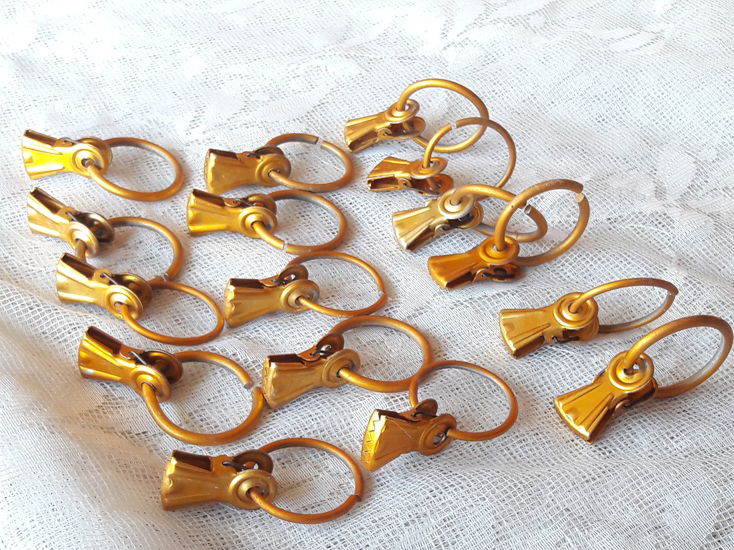 Vintage Metal Curtain Clips, Gold Curtain Clips With Ring Aluminum ...