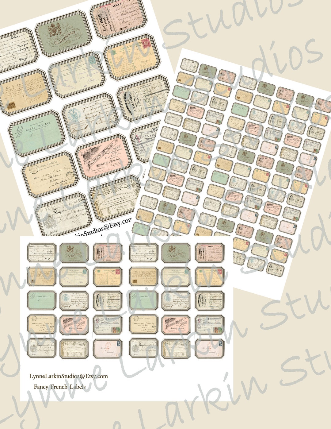 Fancy Fench Labels 3 Sizes INSTANT DOWNLOAD Digital Paper Vintage ...