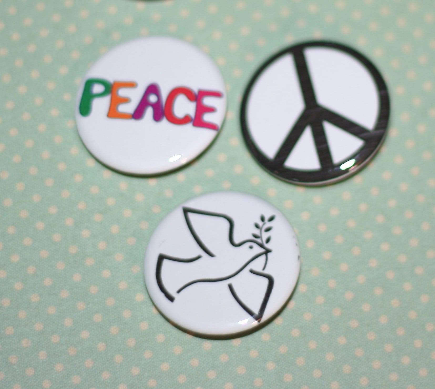 Hippie Peace Sign 60"s Flower Power Pin Back Buttons Set of 5 T 1.25 ...